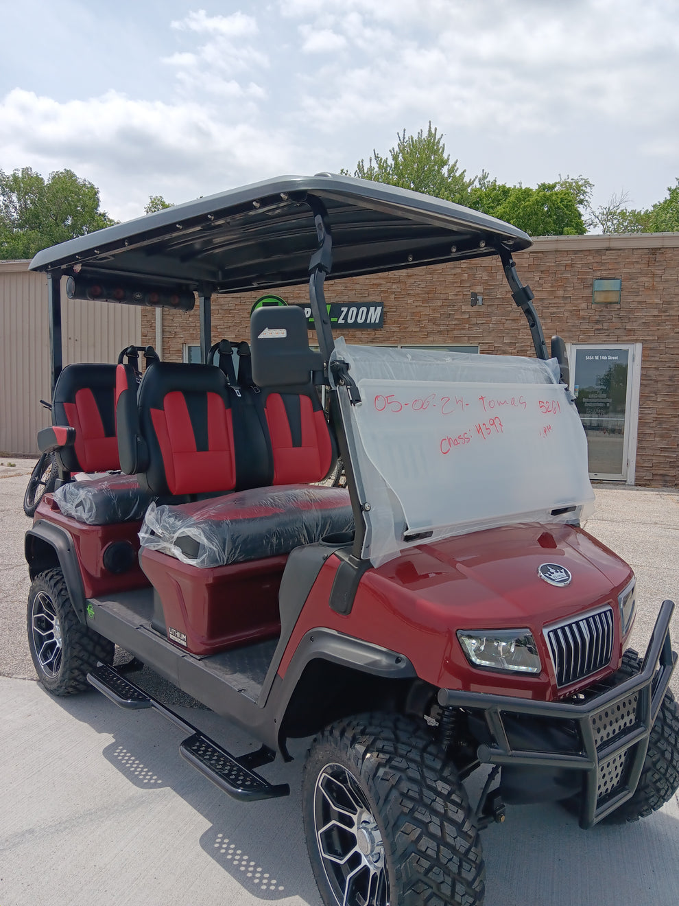 Evolution | Lifted 4-Seater Maverick Flamenco Red Golf Cart LSV – E Zip ...